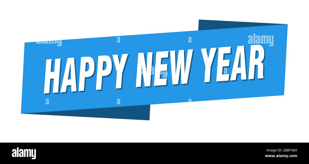 happy new year banner template. happy new year ribbon label sign Stock ...