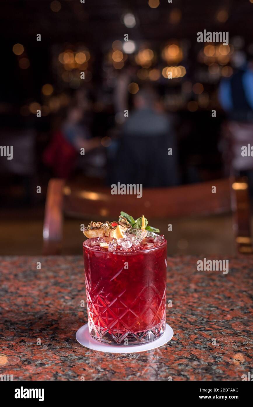 Presentation of drink in bar of restaurant bar Stock Photo - Alamy