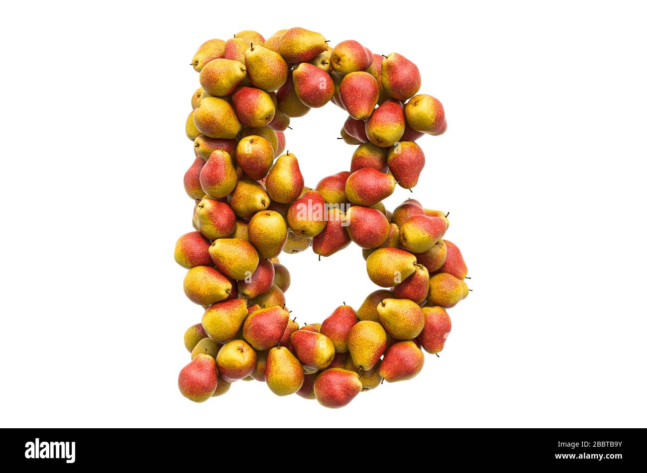 Letter B from pears, 3D rendering isolated on white background Stock ...