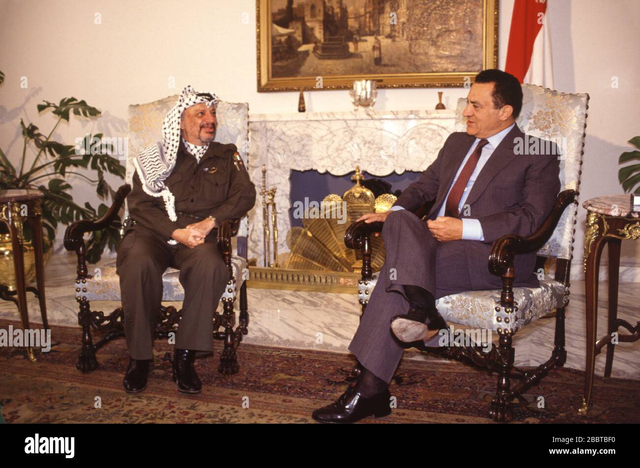 Cairo, Egypt - 15 April 1992 - PLO Chairman Yasser Arafat meets ...