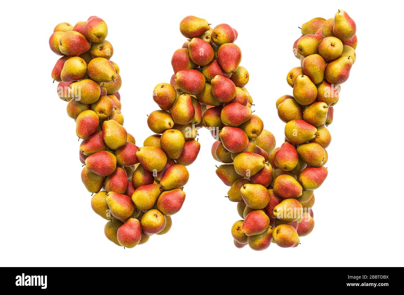 Letter W from pears, 3D rendering isolated on white background Stock ...