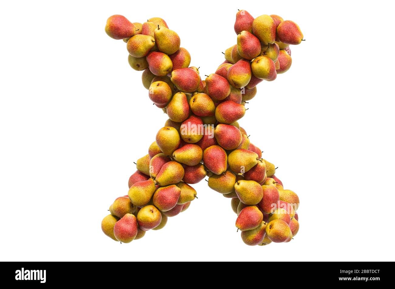 Letter X from pears, 3D rendering isolated on white background Stock ...
