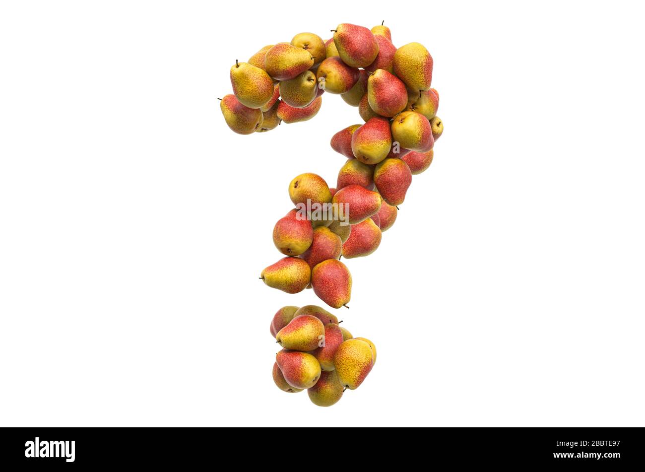 Question mark from pears. 3D rendering isolated on white background ...
