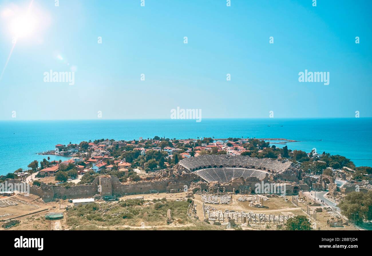 top view of the sea lagoon near the village Stock Photo - Alamy