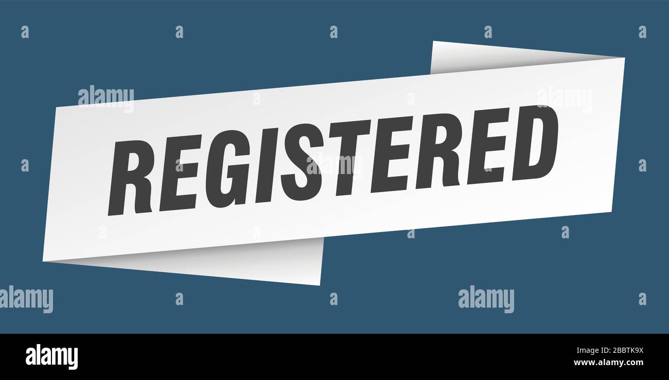 registered banner template. registered ribbon label sign Stock Vector ...