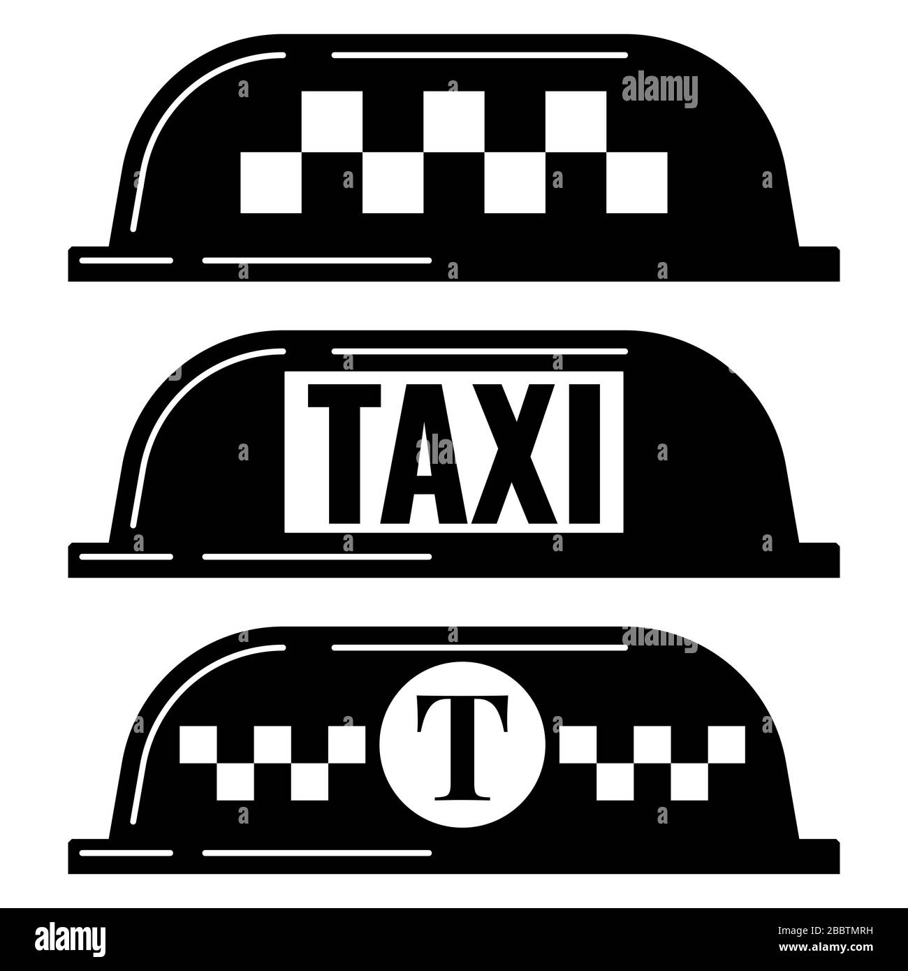 Black taxi light sign vector set isolated on white background in simple ...