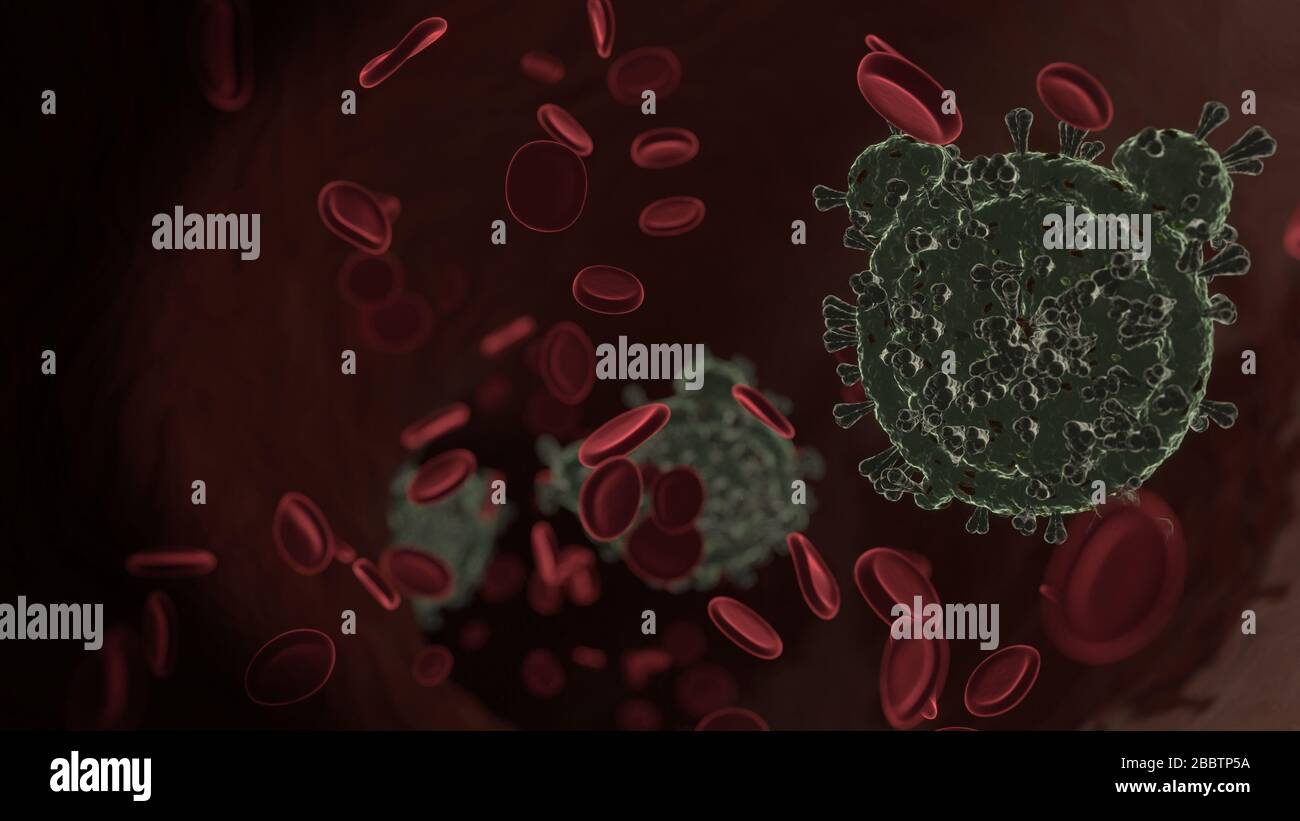microscopic 3D rendering view of virus shaped as symbol of alarm clock ...