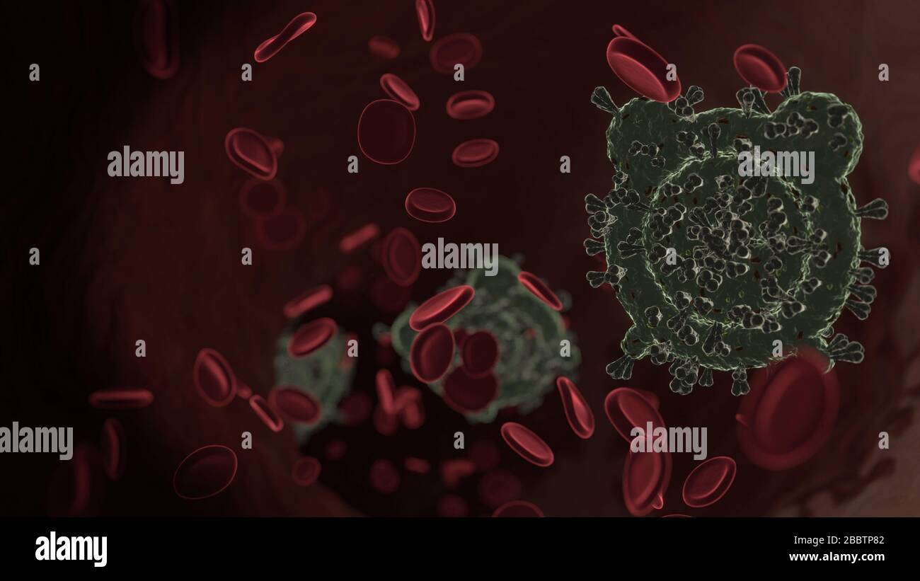 microscopic 3D rendering view of virus shaped as symbol of alarm clock ...
