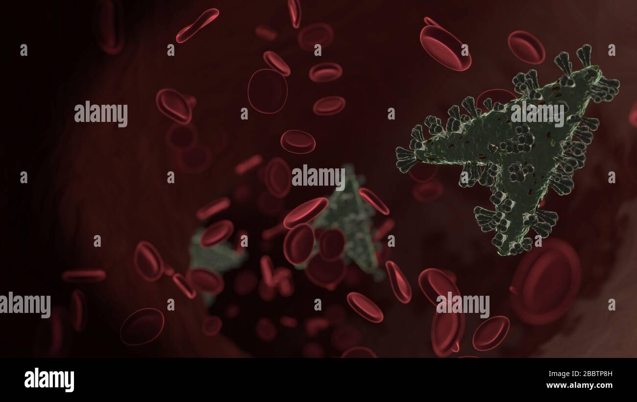 microscopic 3D rendering view of virus shaped as symbol of compass ...
