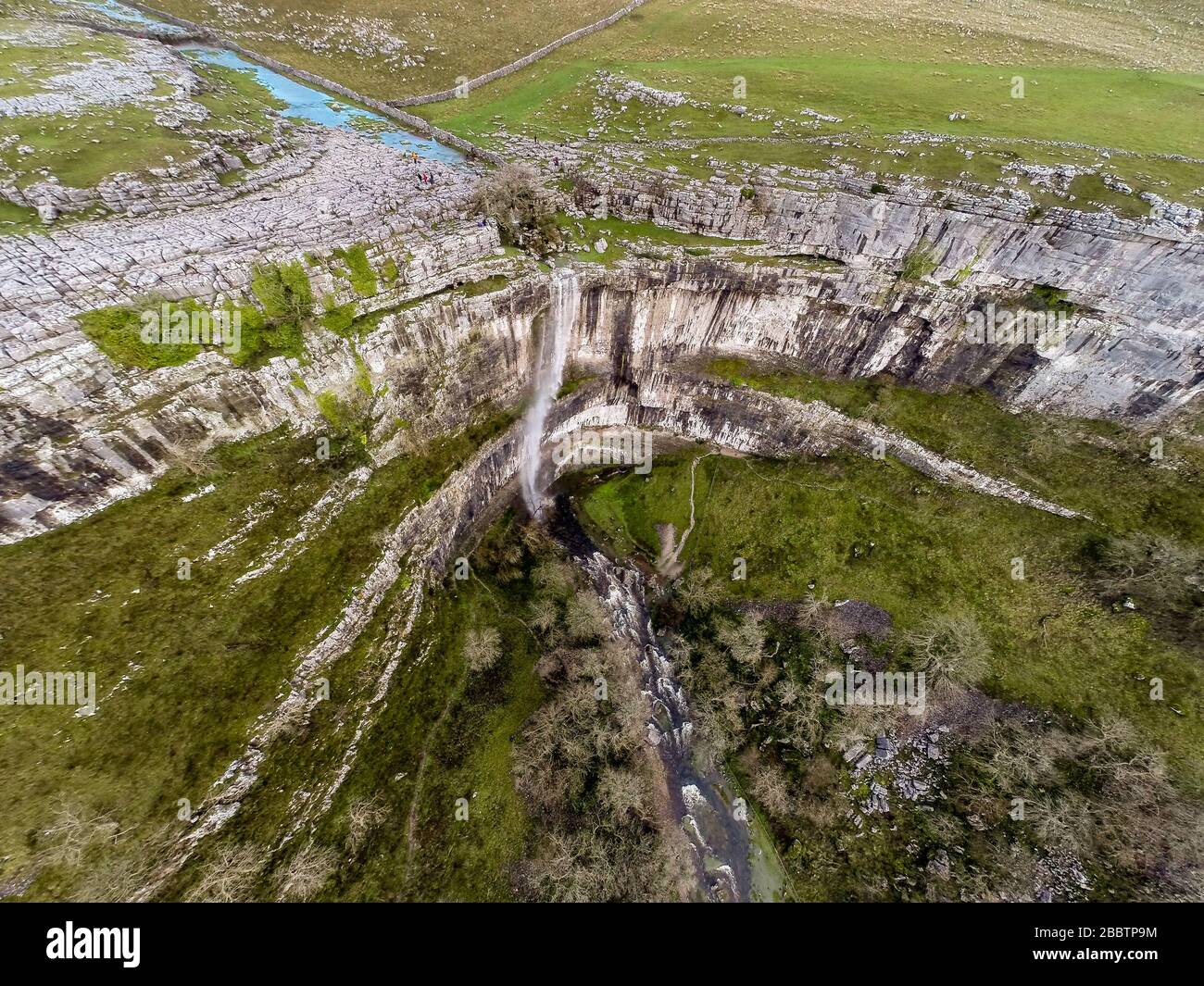 Water flowing over Malham Cove. December 6th 2015, following a period ...