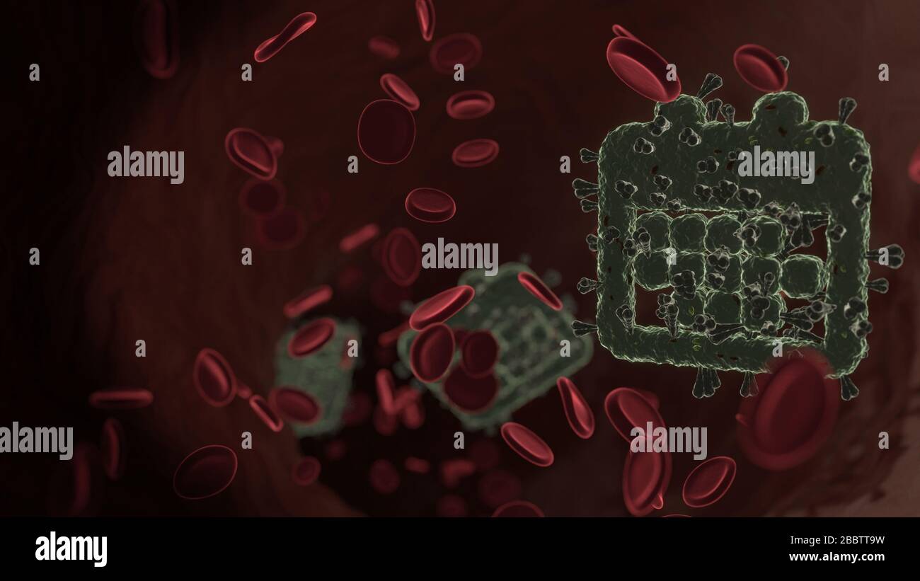 microscopic 3D rendering view of virus shaped as symbol of calendar ...