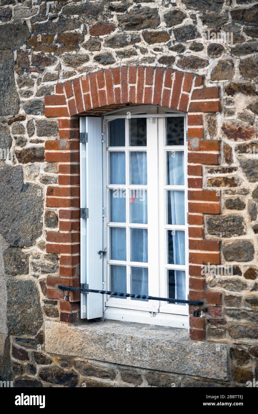 The facade of old house. window close up Stock Photo - Alamy
