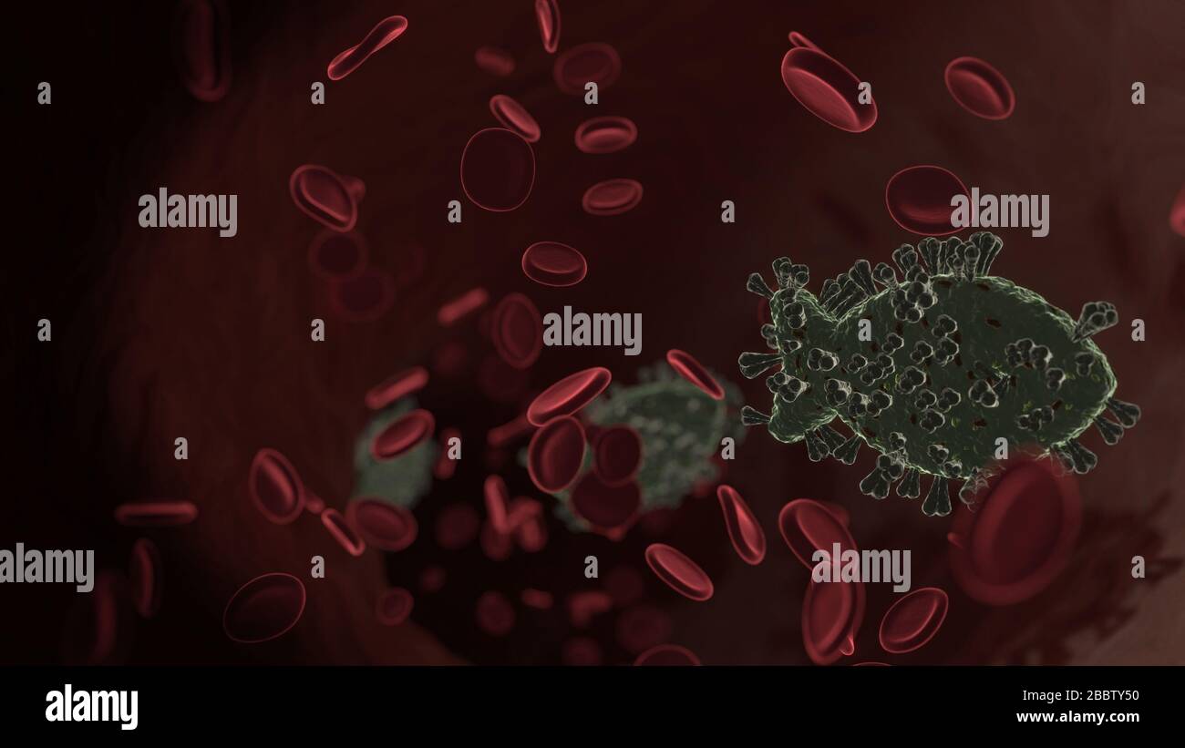 microscopic 3D rendering view of virus shaped as symbol of fish from ...
