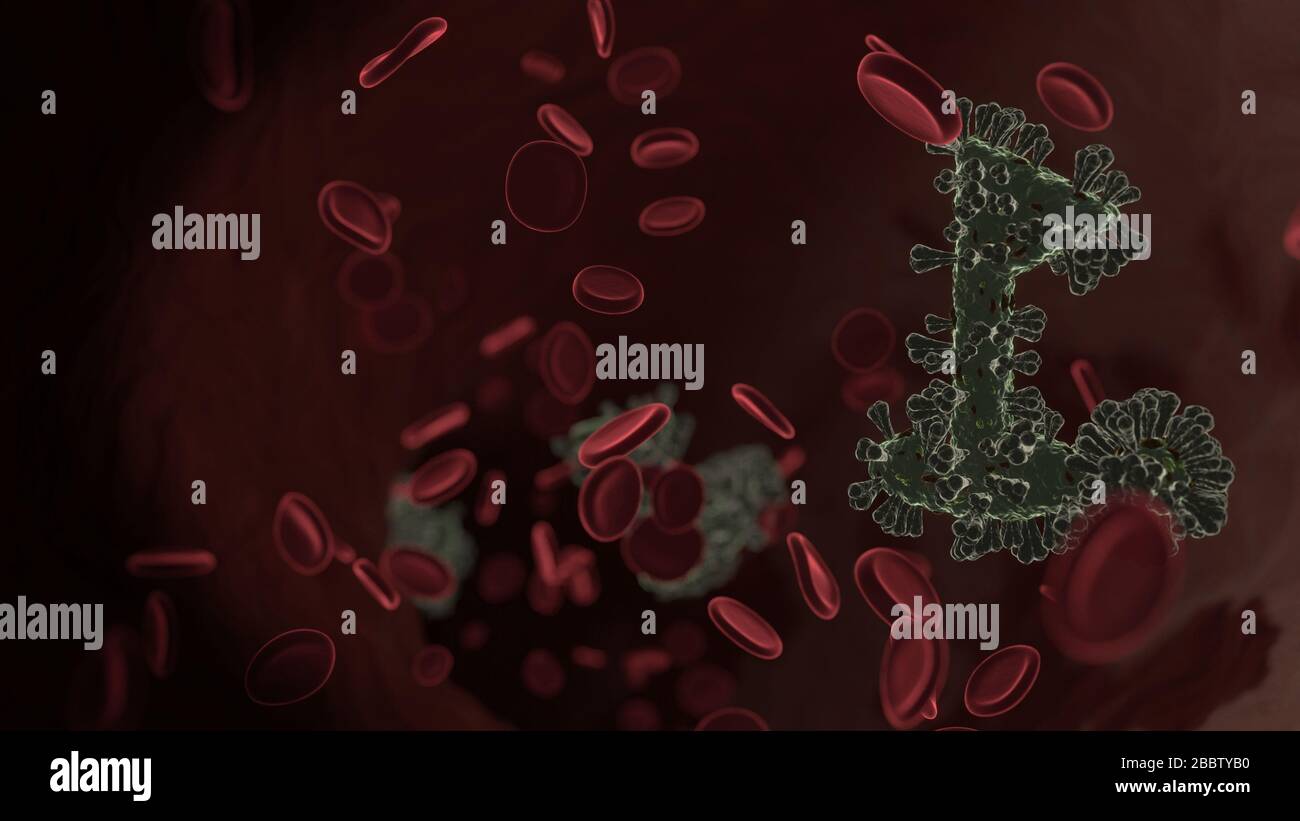 microscopic 3D rendering view of virus shaped as symbol of golf hole ...