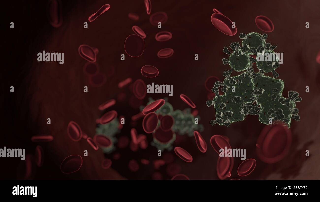 microscopic 3D rendering view of virus shaped as symbol of Christmas ...