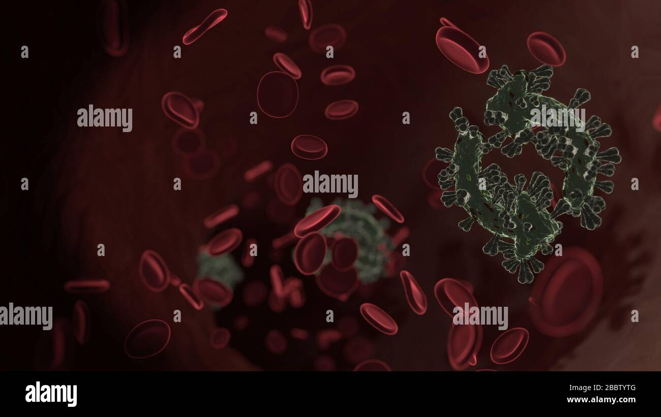 microscopic 3D rendering view of virus shaped as symbol of loading ...