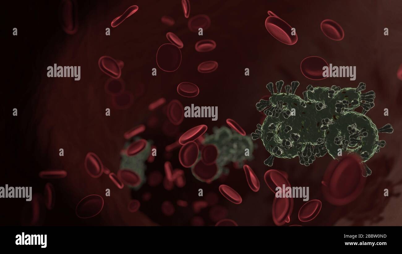 microscopic 3D rendering view of virus shaped as symbol of motorcycle ...