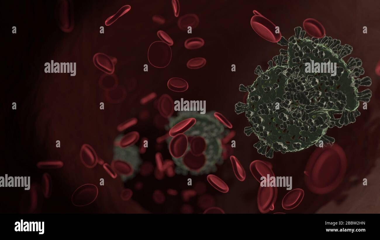 microscopic 3D rendering view of virus shaped as symbol of pie chart ...