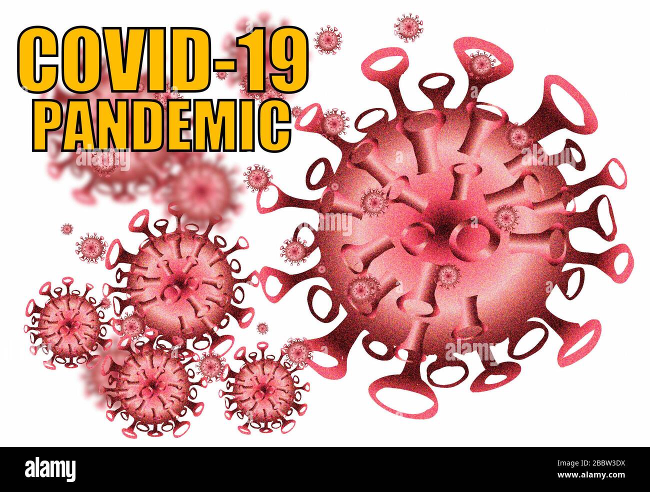 Covid-19 pandemic on red virus vector illustrations Stock Photo - Alamy