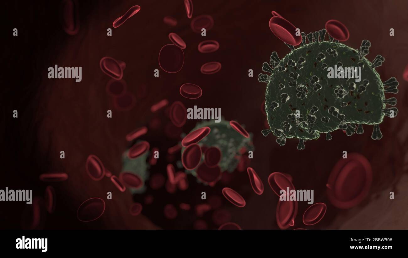 microscopic 3D rendering view of virus shaped as symbol of smile ...