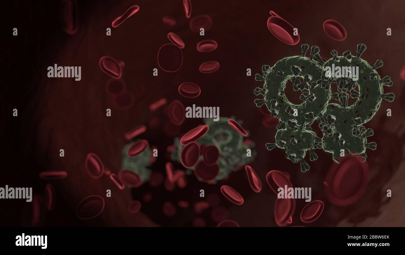 microscopic 3D rendering view of virus shaped as symbol of two venus ...