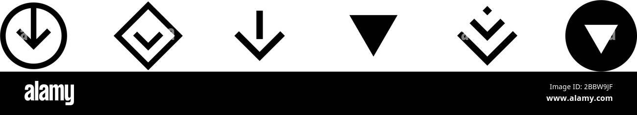 Swipe top down or download icon scroll pictogram set isolated for blogger web ui design. Vector ...