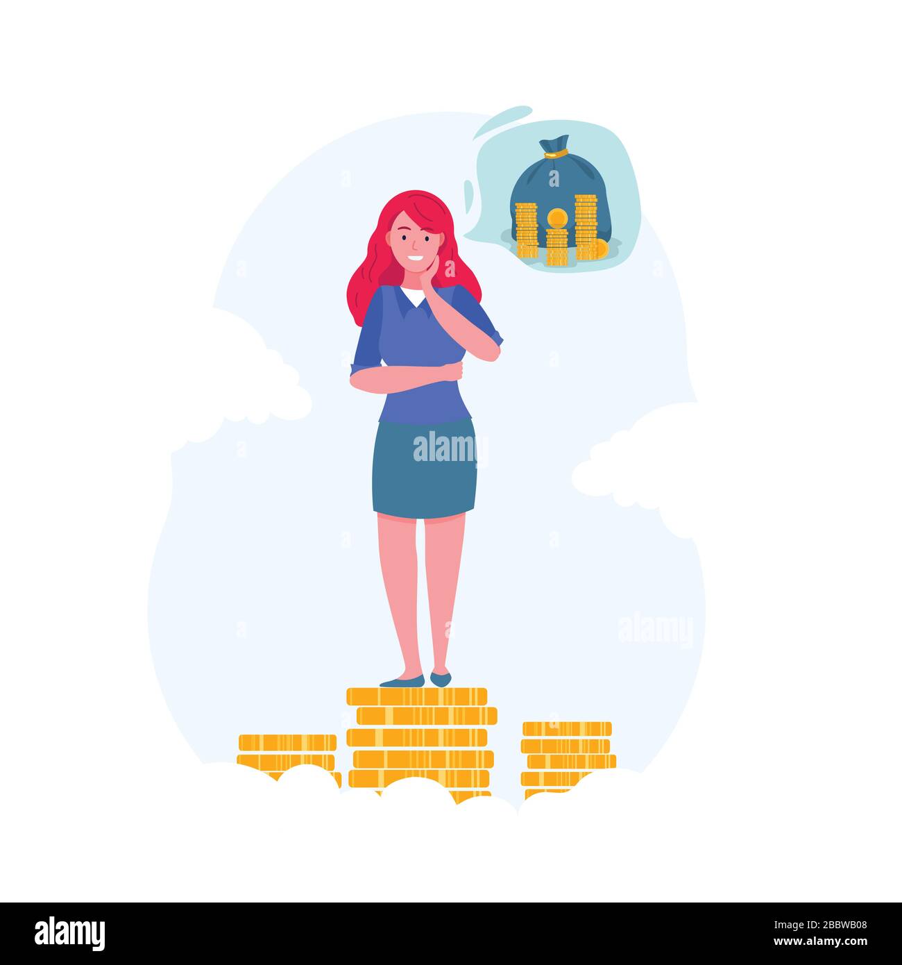 Coins on bag cartoon Cut Out Stock Images & Pictures - Alamy