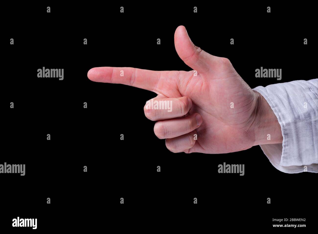 Man Pointing Finger Gun Gesture High Resolution Stock Photography and ...