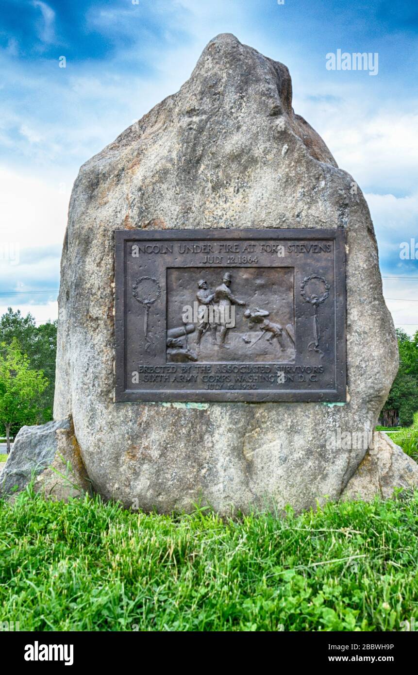 Fort Stevens, Monument to Abraham Lincoln, Washington, D.C Stock Photo ...