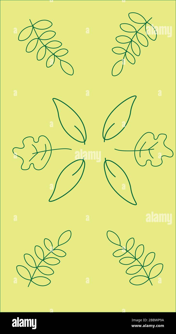 Botanical pattern of leaves of different shapes and sizes Stock Vector ...
