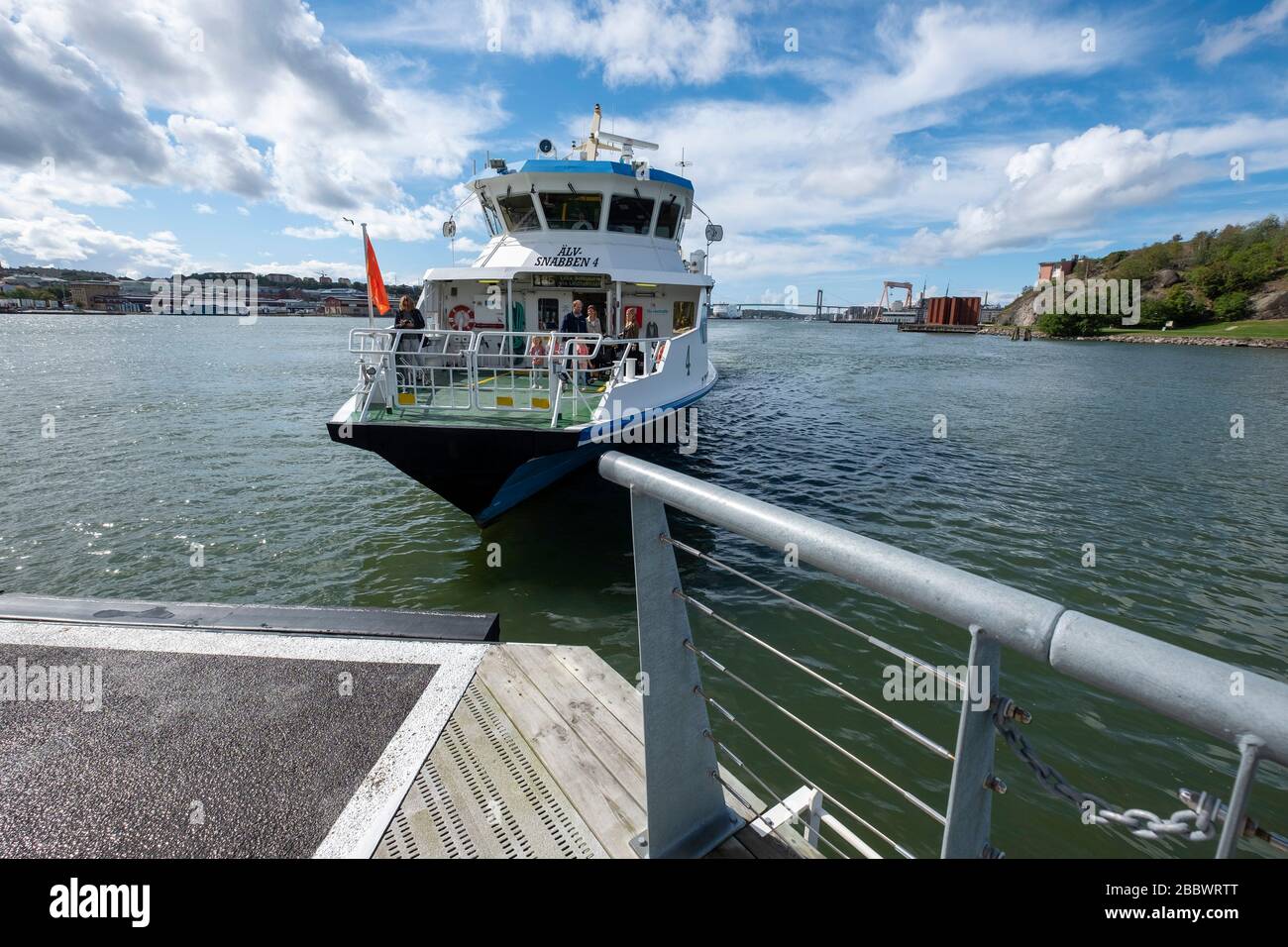 Ferry boat arriving at a port in Gothenburg, Sweden, Europe Stock Photo ...