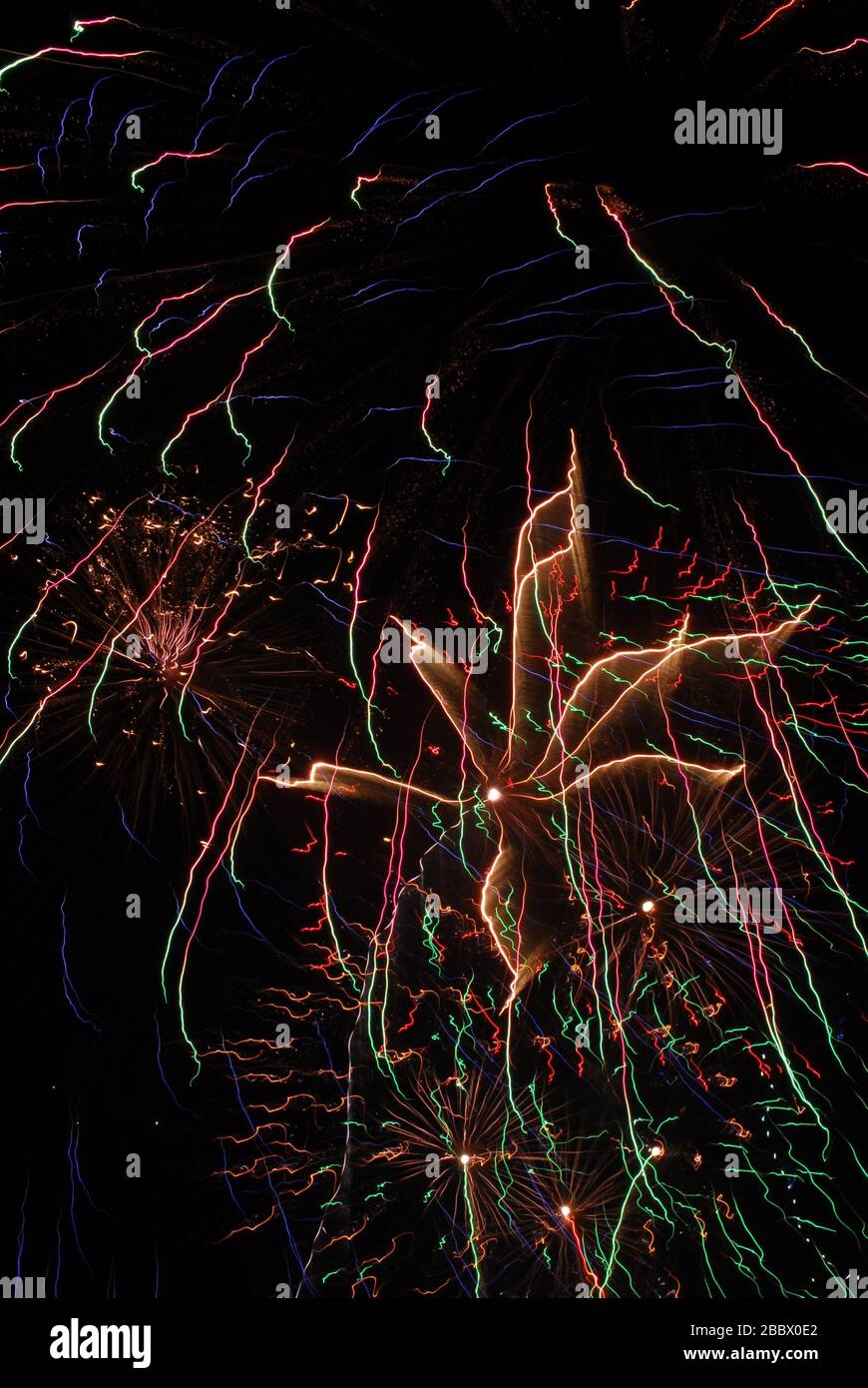 Firework light trails on July 4th Stock Photo - Alamy