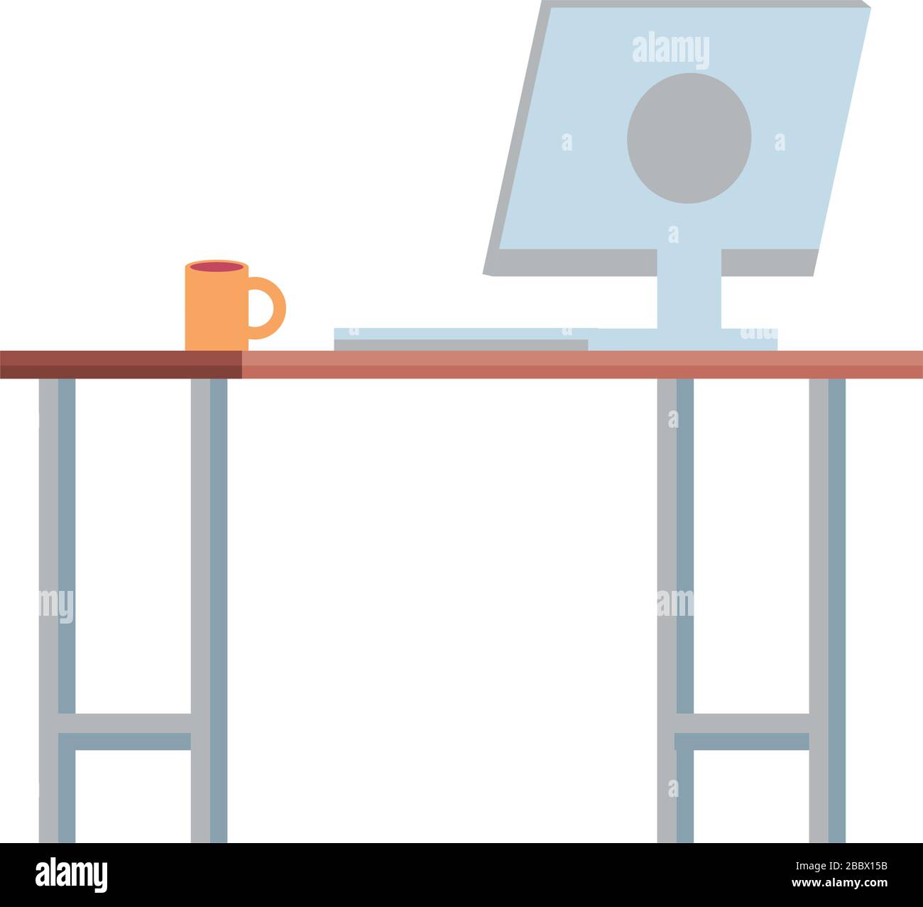 desk with computer workplace scene Stock Vector Image & Art - Alamy