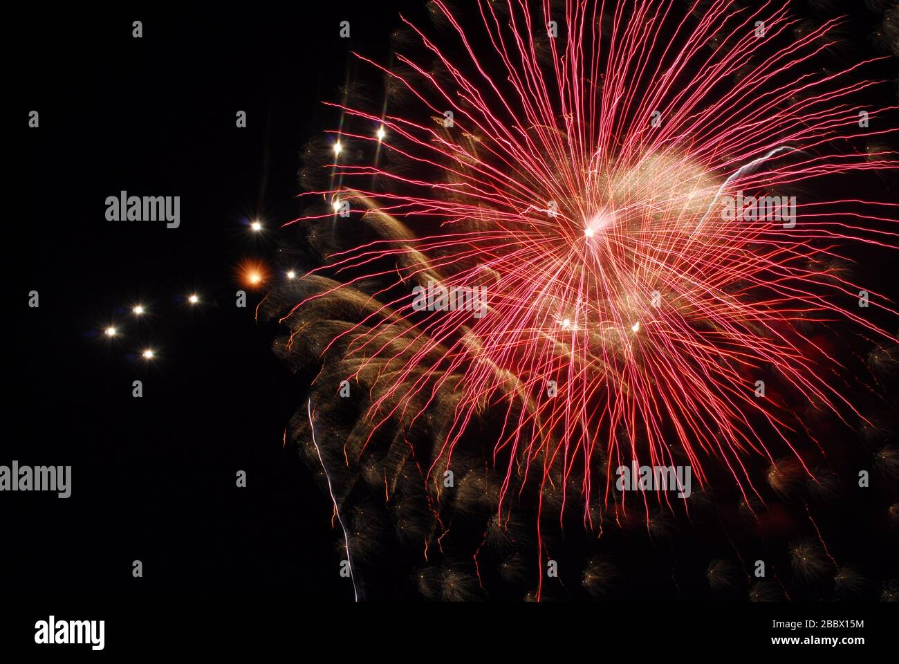 Firework light trails on July 4th Stock Photo - Alamy