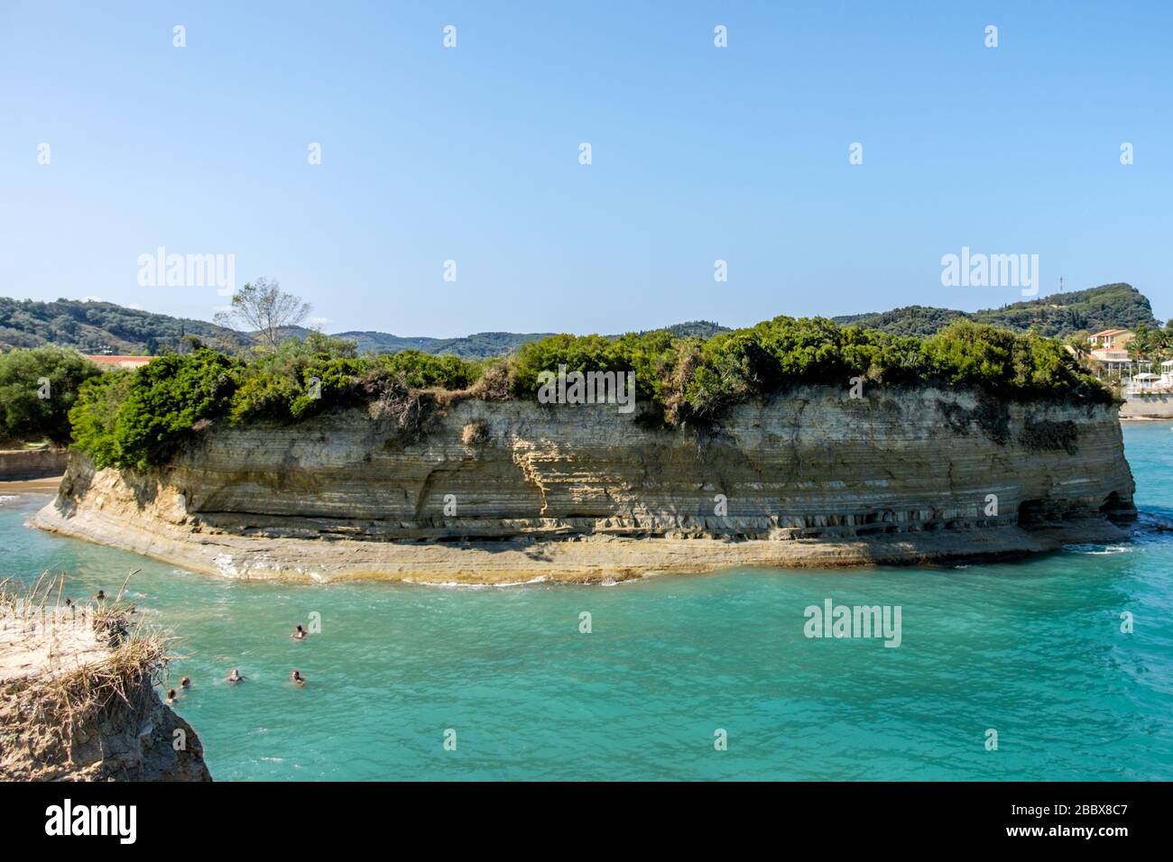Holidaymakers enjoying the sea at Canal d'Amour in Sidari. One of the ...