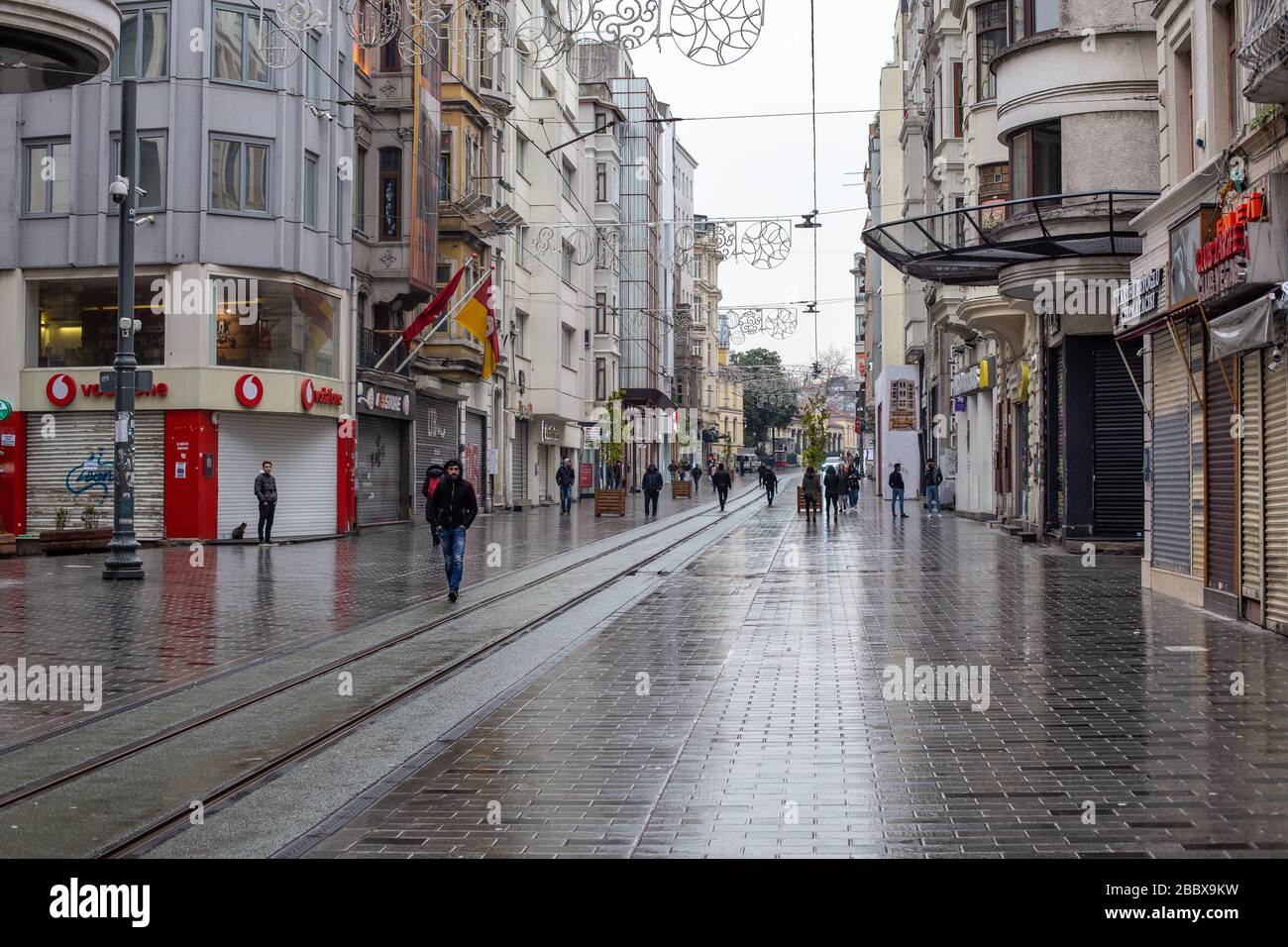 Empty view of Istiklal street, Beyoglu, Istanbul Stock Photo - Alamy