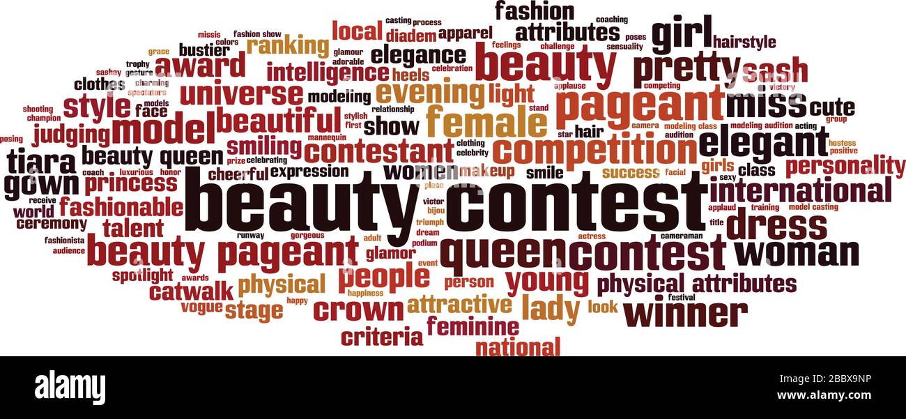 Beauty contest word cloud concept. Collage made of words about beauty ...