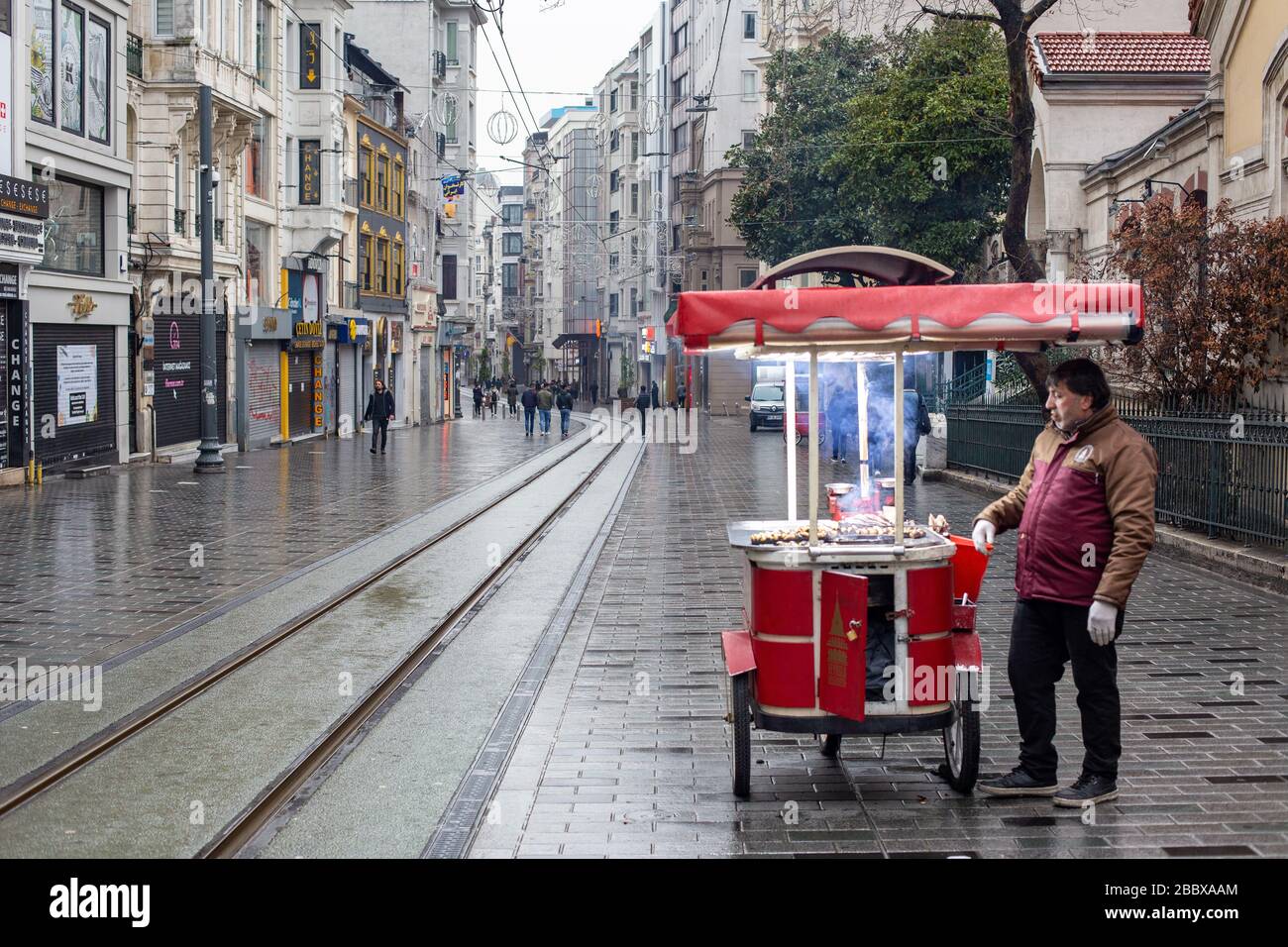 Empty view of Istiklal street, Beyoglu, Istanbul Stock Photo - Alamy