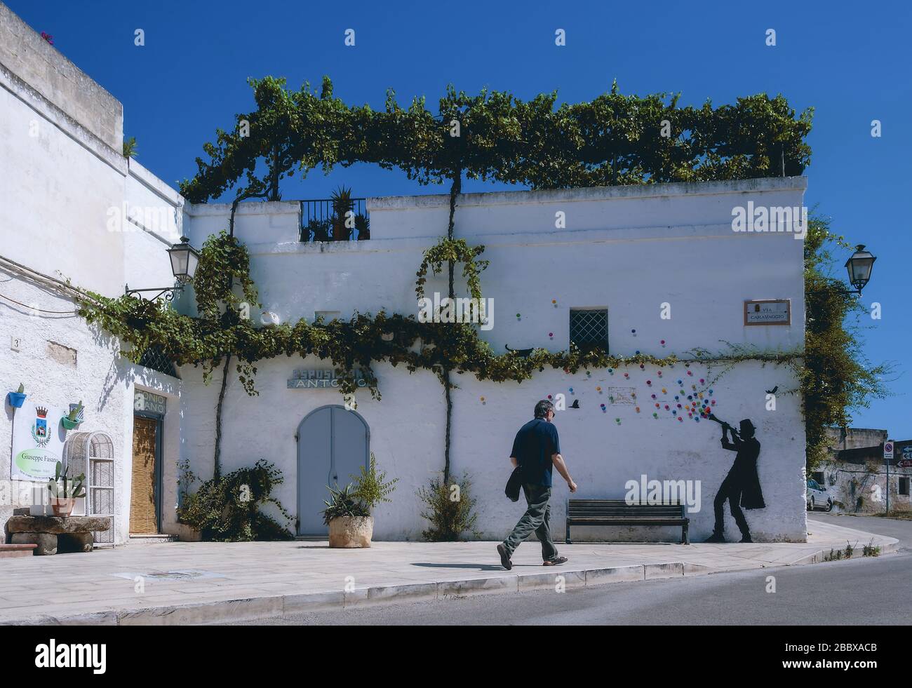 Street view of the world known Ceramic City, Grottaglie, Puglia, Italy ...