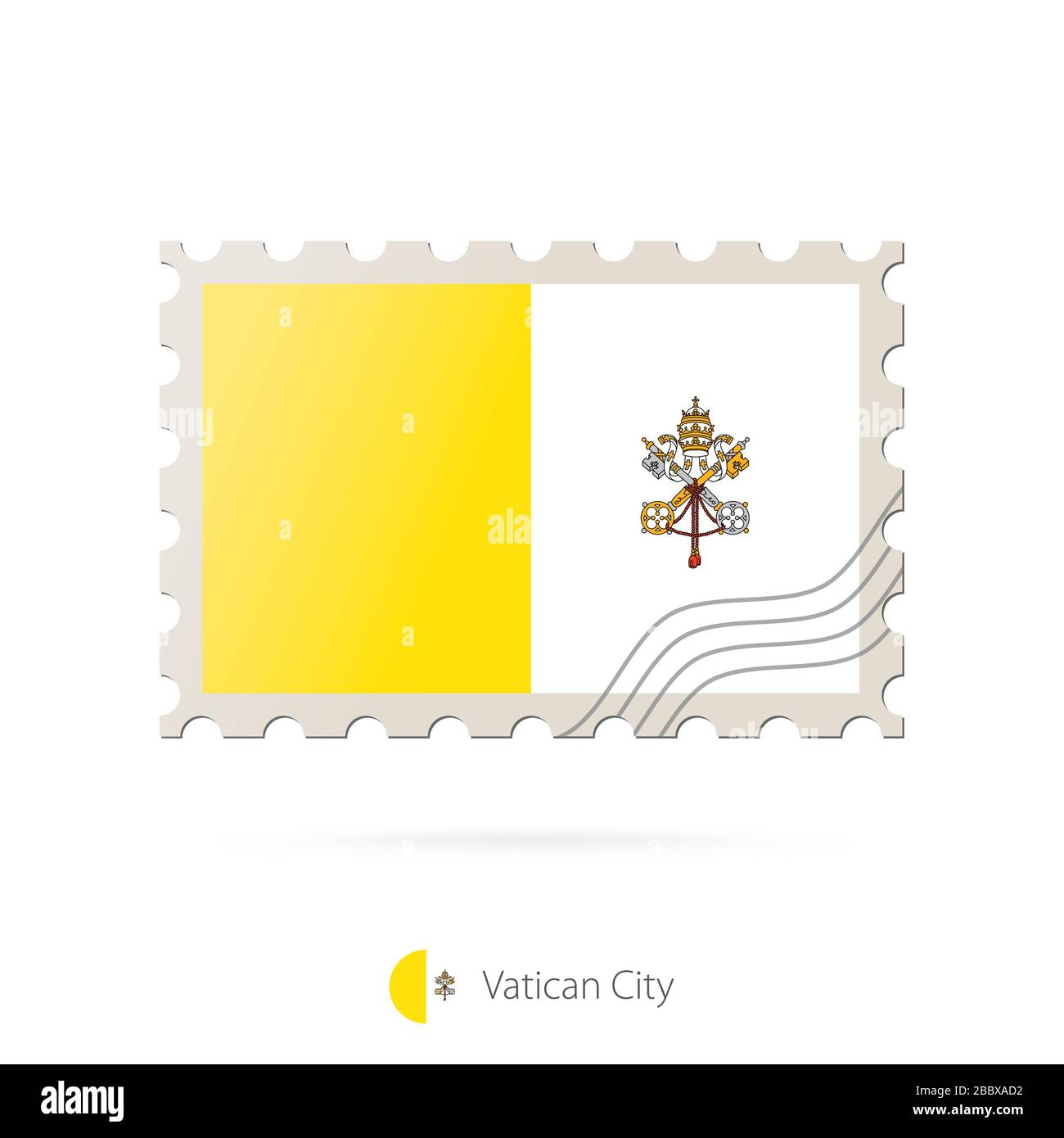 Postage stamp with the image of Vatican City flag. Vatican City Flag Postage on white background ...