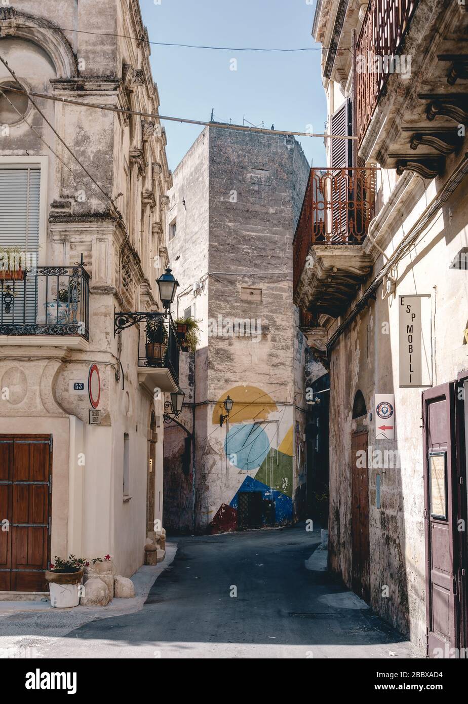 Street view of the world known Ceramic City, Grottaglie, Puglia, Italy ...