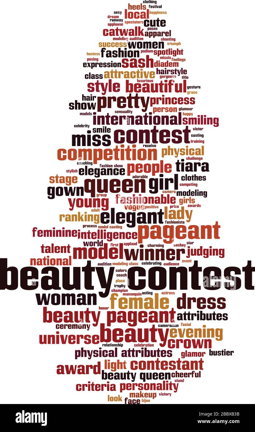 Beauty contest word cloud concept. Collage made of words about beauty ...