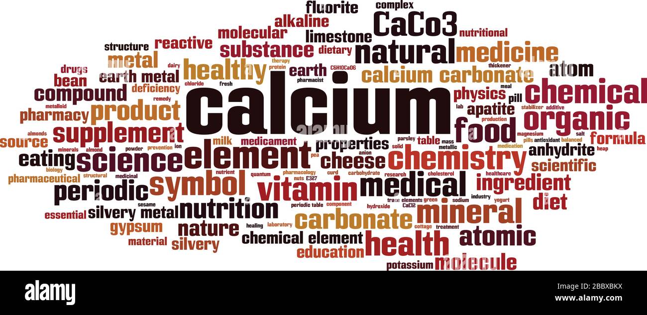 Calcium word cloud concept. Collage made of words about calcium. Vector ...