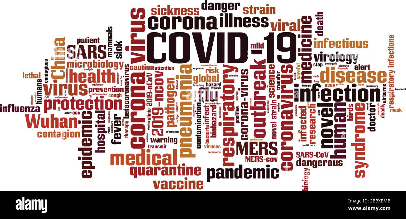 COVID-19 word cloud concept. Collage made of words about COVID-19 ...