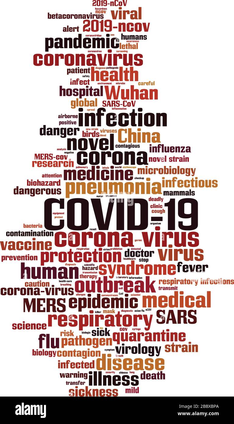 COVID-19 word cloud concept. Collage made of words about COVID-19 ...