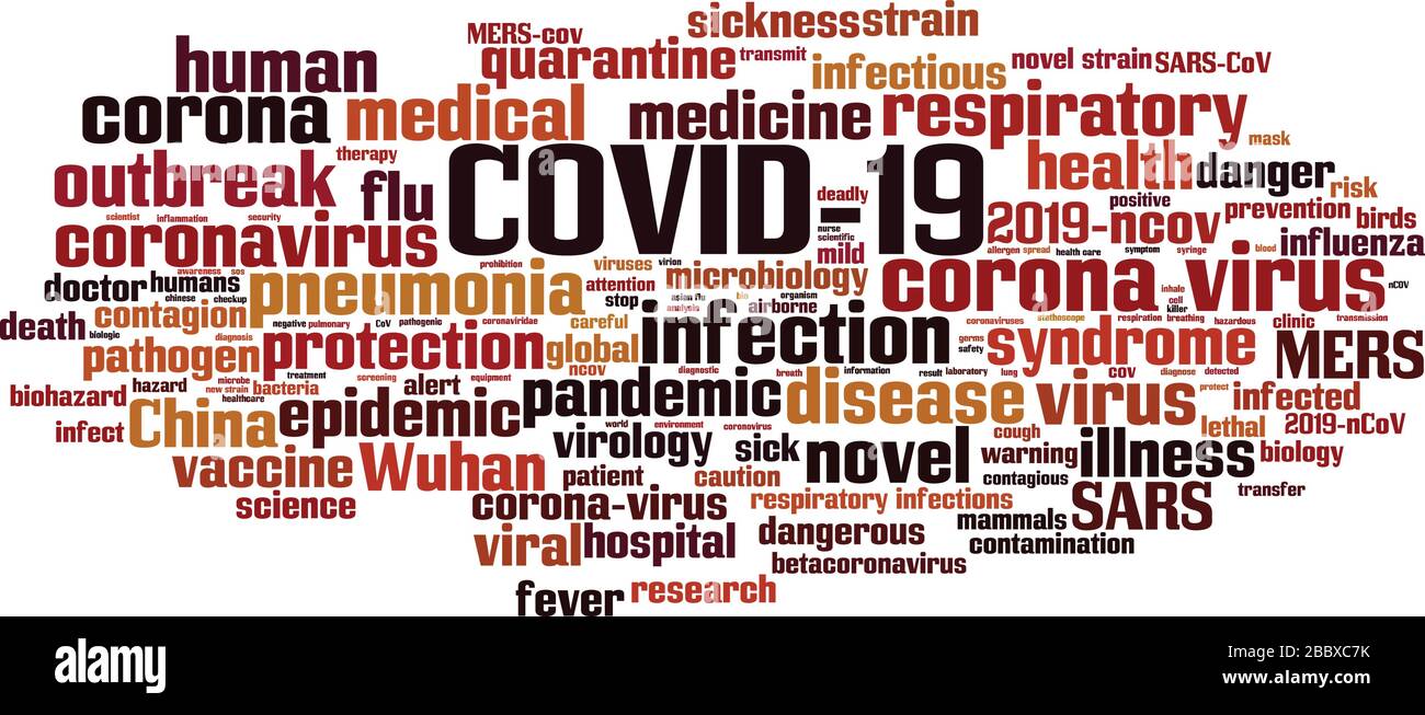 COVID-19 word cloud concept. Collage made of words about COVID-19 ...