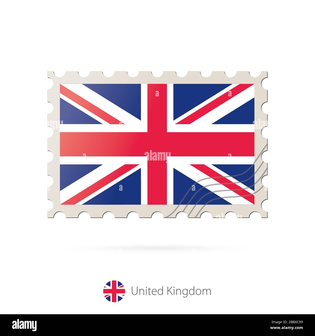 Postage stamp with the image of United Kingdom flag. United Kingdom ...