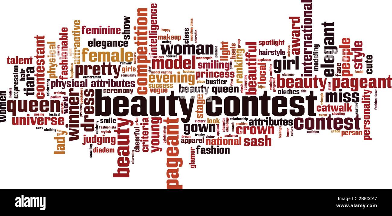 Beauty contest word cloud concept. Collage made of words about beauty ...