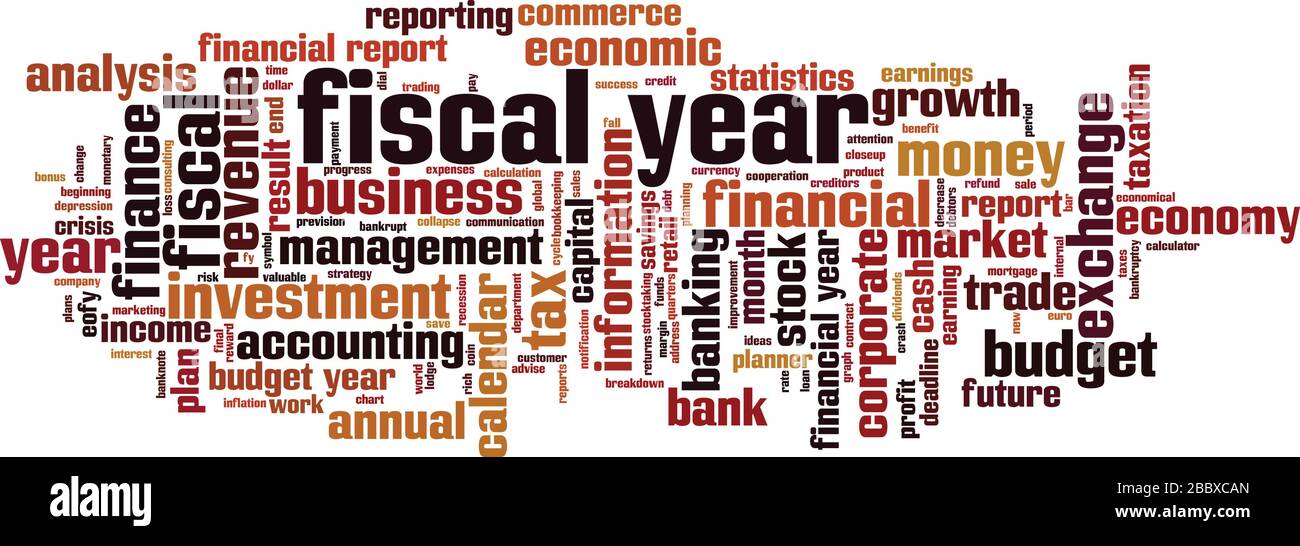 Fiscal year word cloud concept. Collage made of words about fiscal year ...