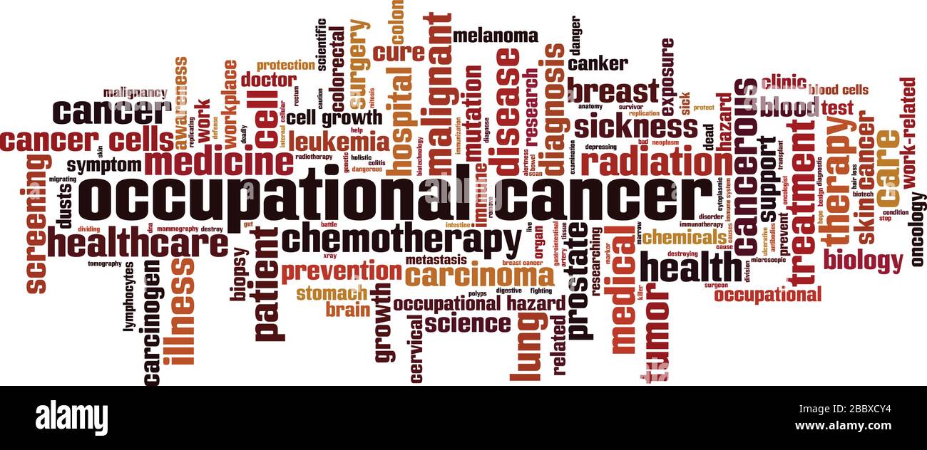Occupational cancer word cloud concept. Collage made of words about ...